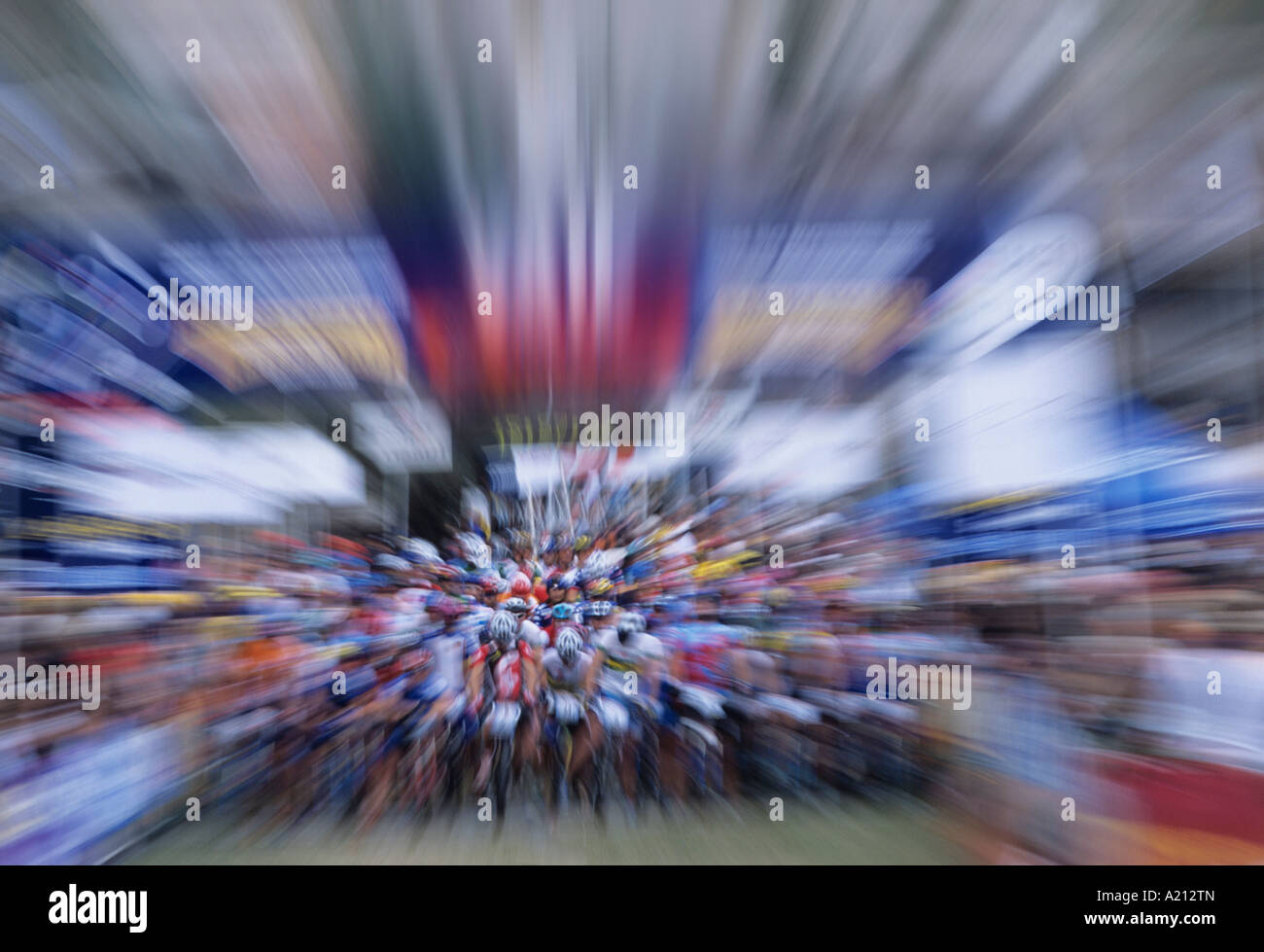 Bicyclists riding in Bicycle Race, zoom effect Stock Photo - Alamy