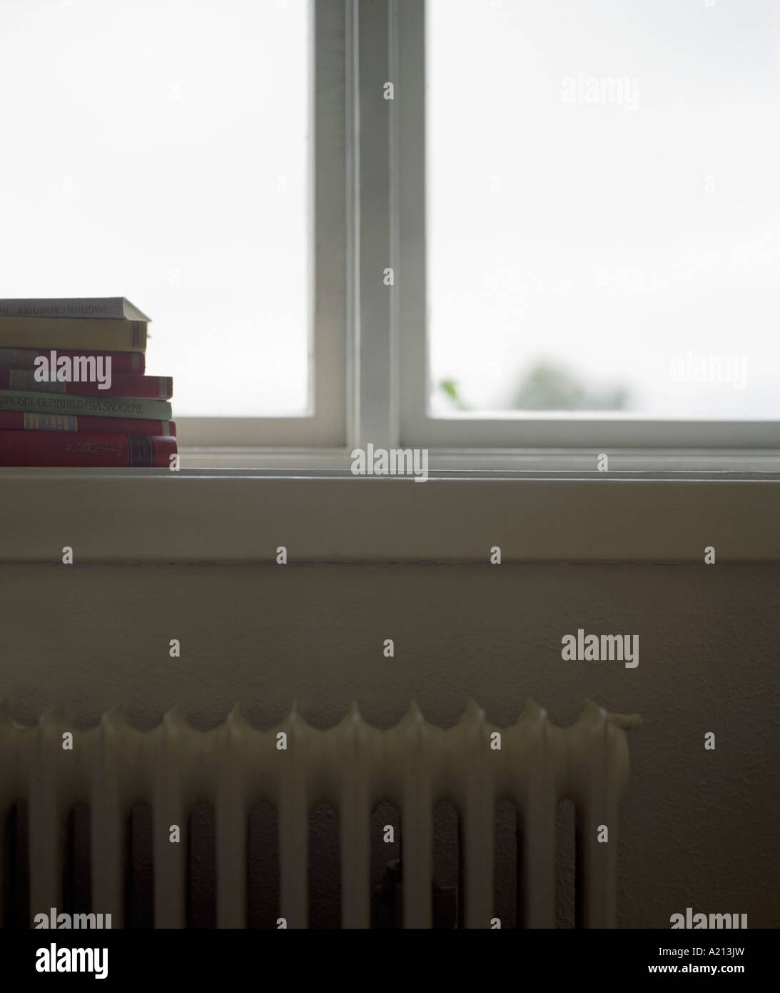 Stack of Books on Windowsill Stock Photo - Alamy