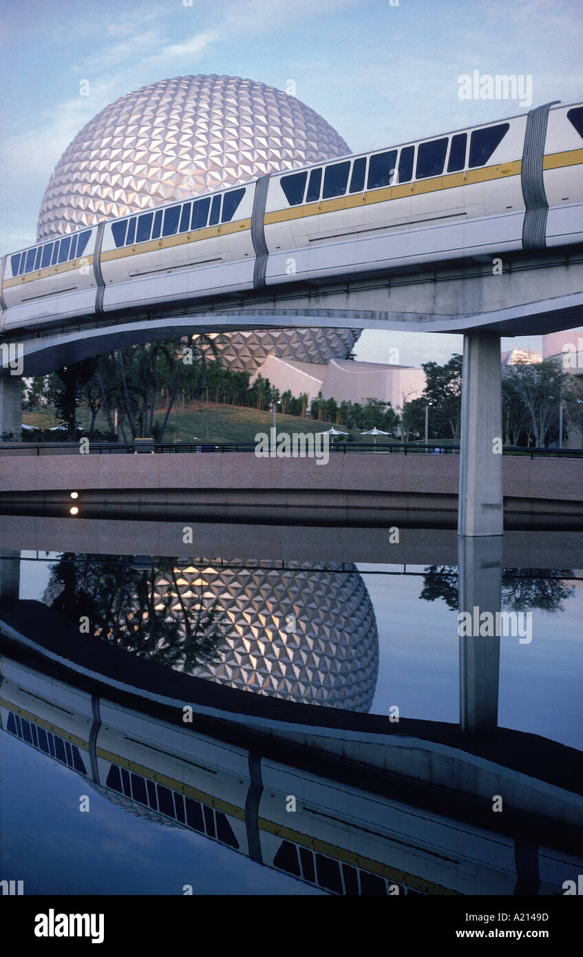The Spaceship Earth Monorail and the geo dome at the Epcot Centre ...