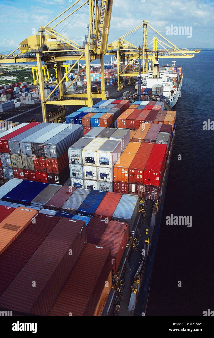 Cargo Containers at Freight Terminal Stock Photo - Alamy