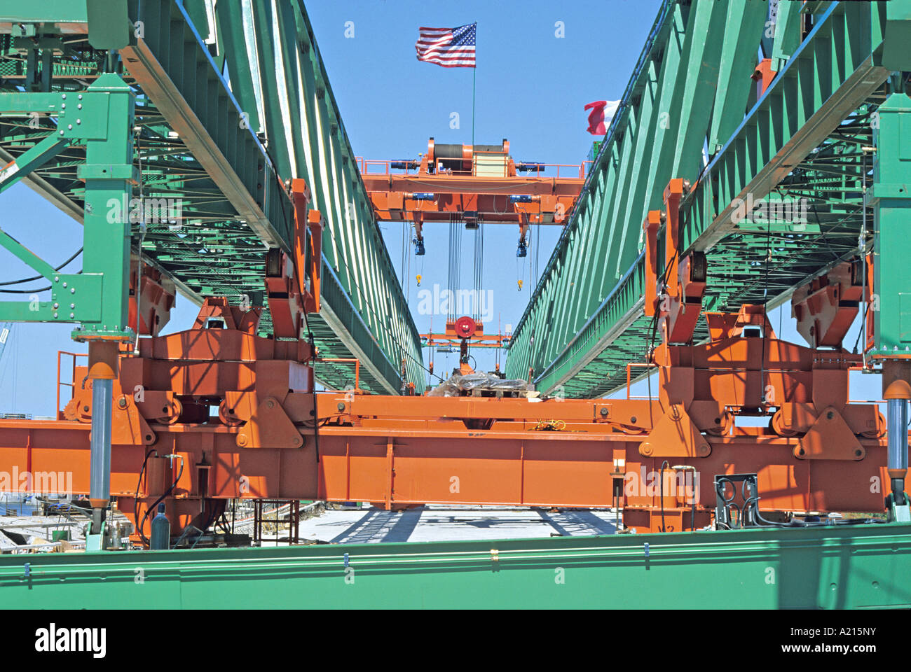 heavy equipment build bridge Stock Photo - Alamy