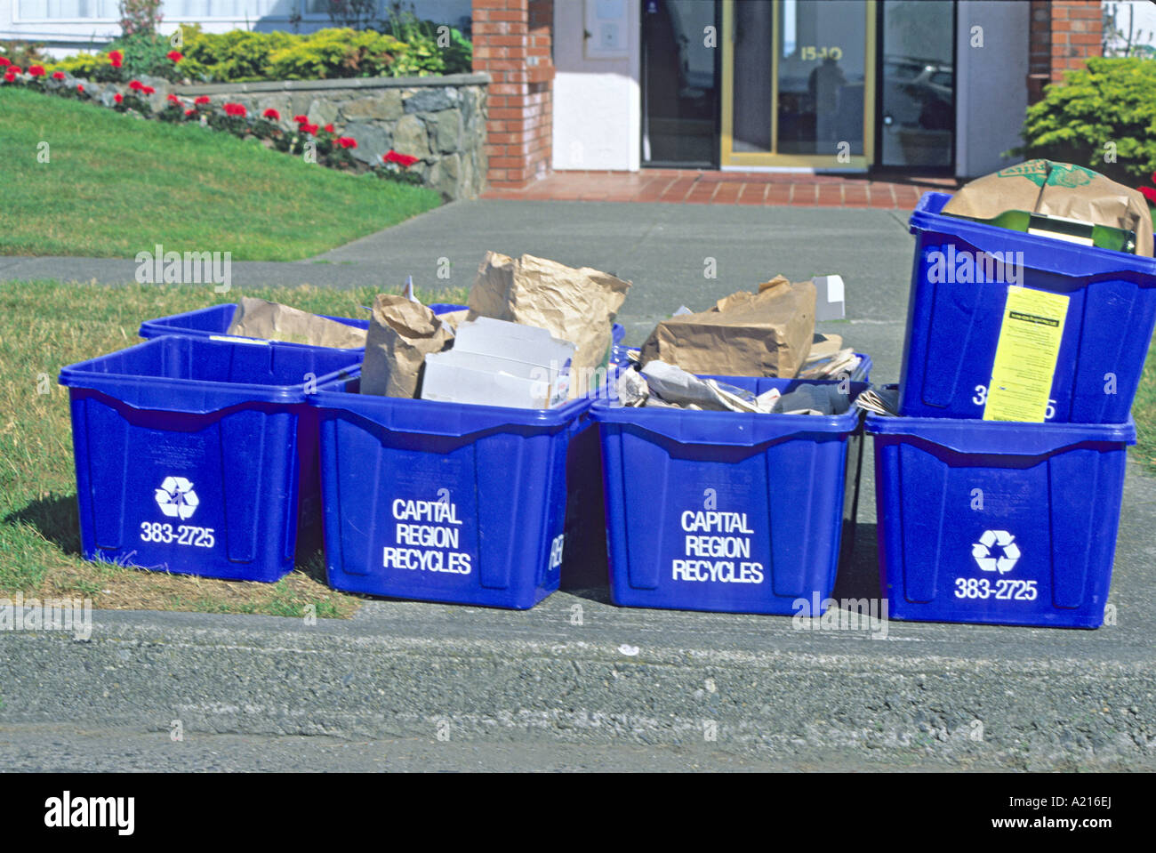 residential recycle containers Stock Photo - Alamy