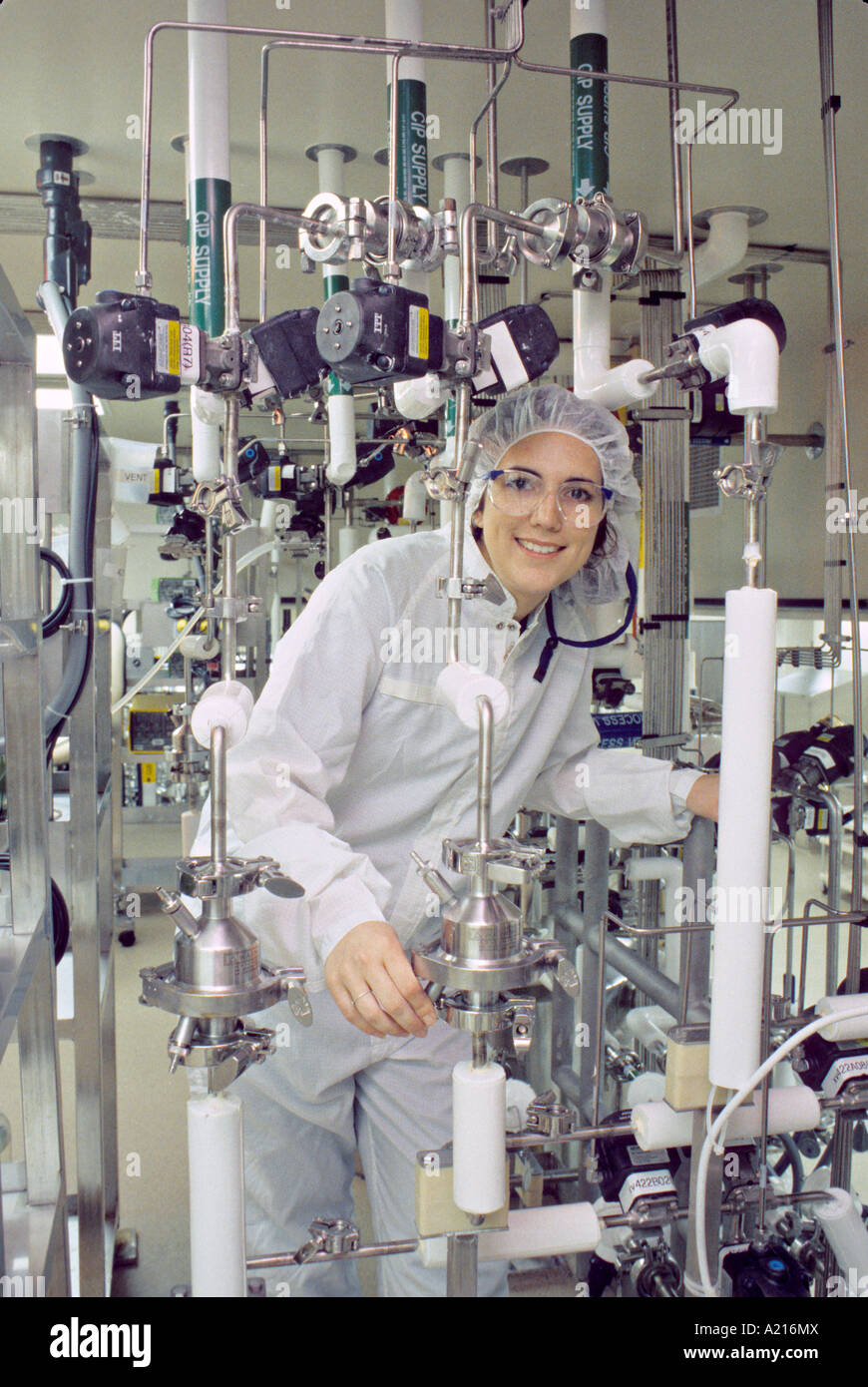 model released woman technician working in bio engineering laboratory ...