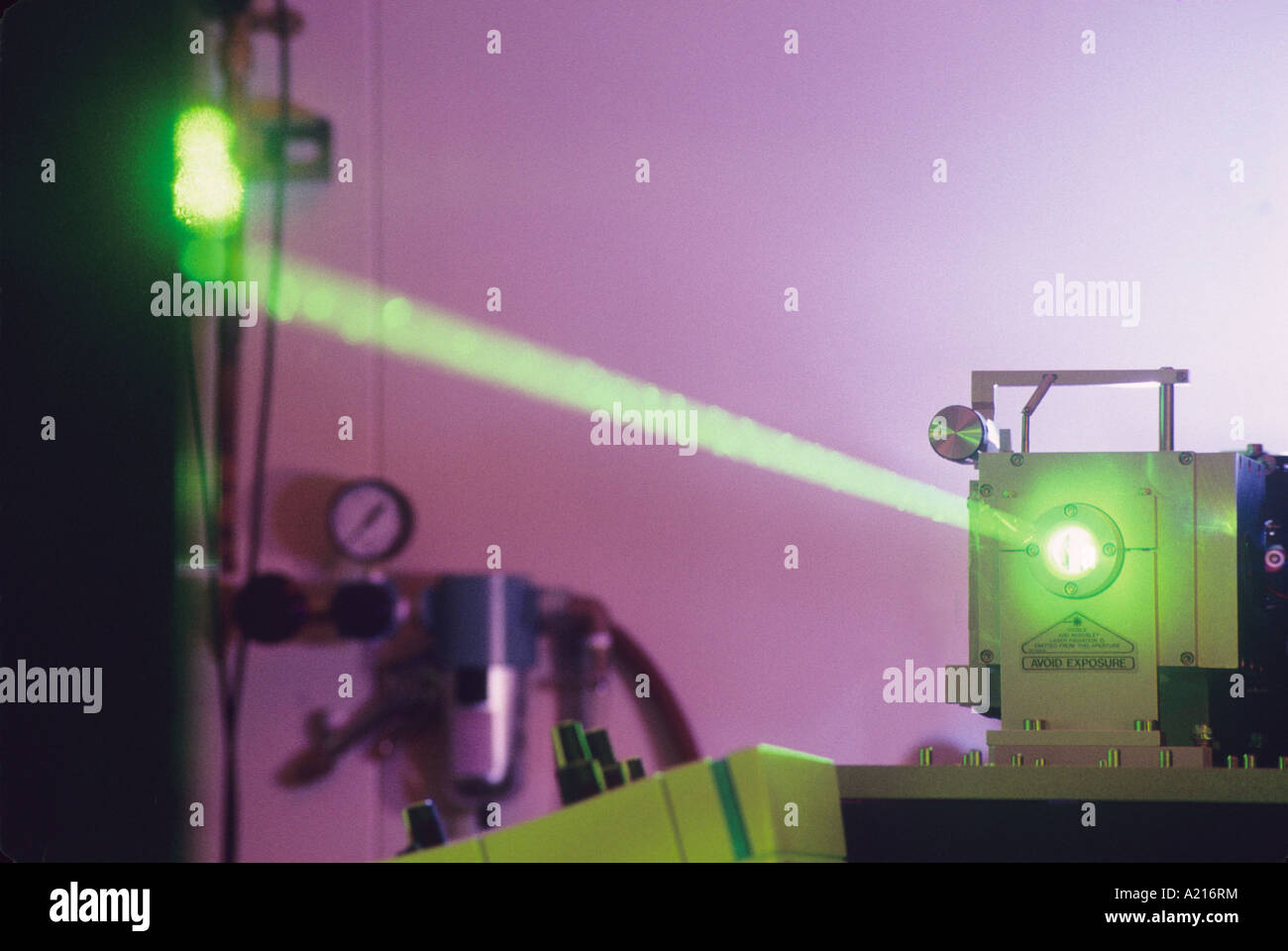 green laser beam in laboratory Stock Photo - Alamy