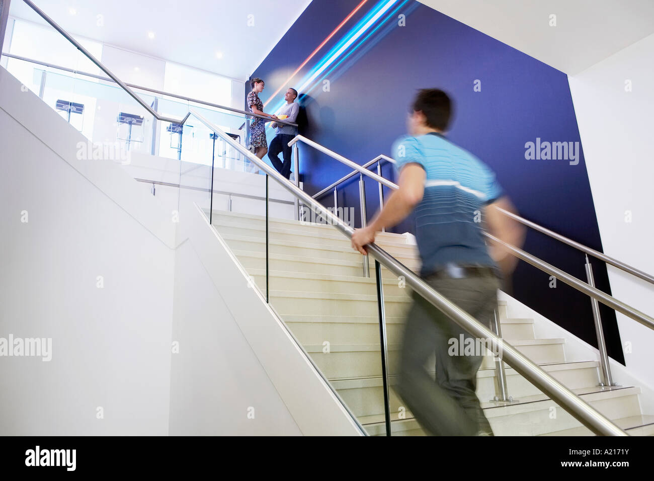 Woman walking up stairs side view hi-res stock photography and images ...