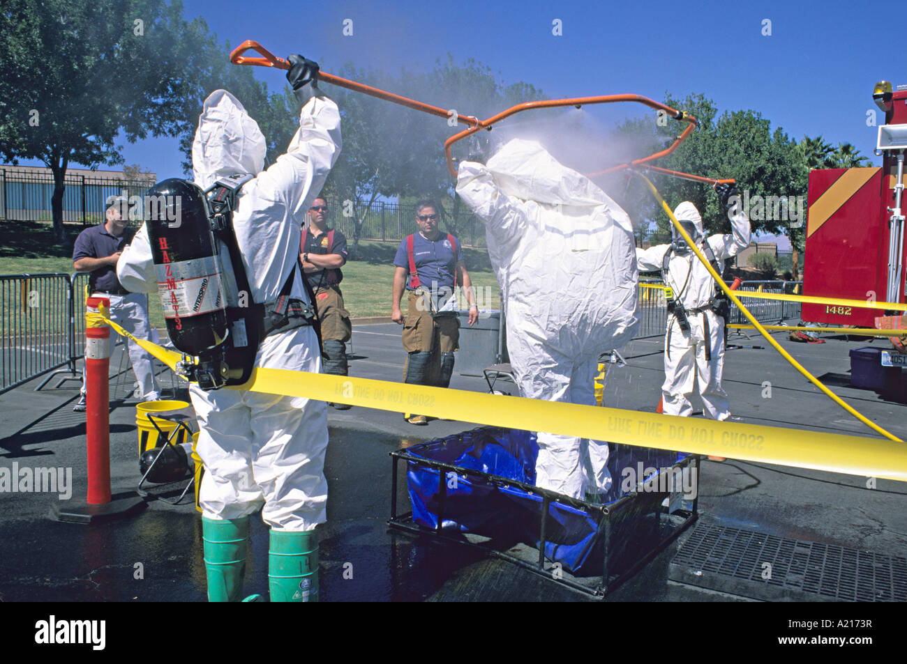 hazmat team decontamination line bioterrorist attack response training ...
