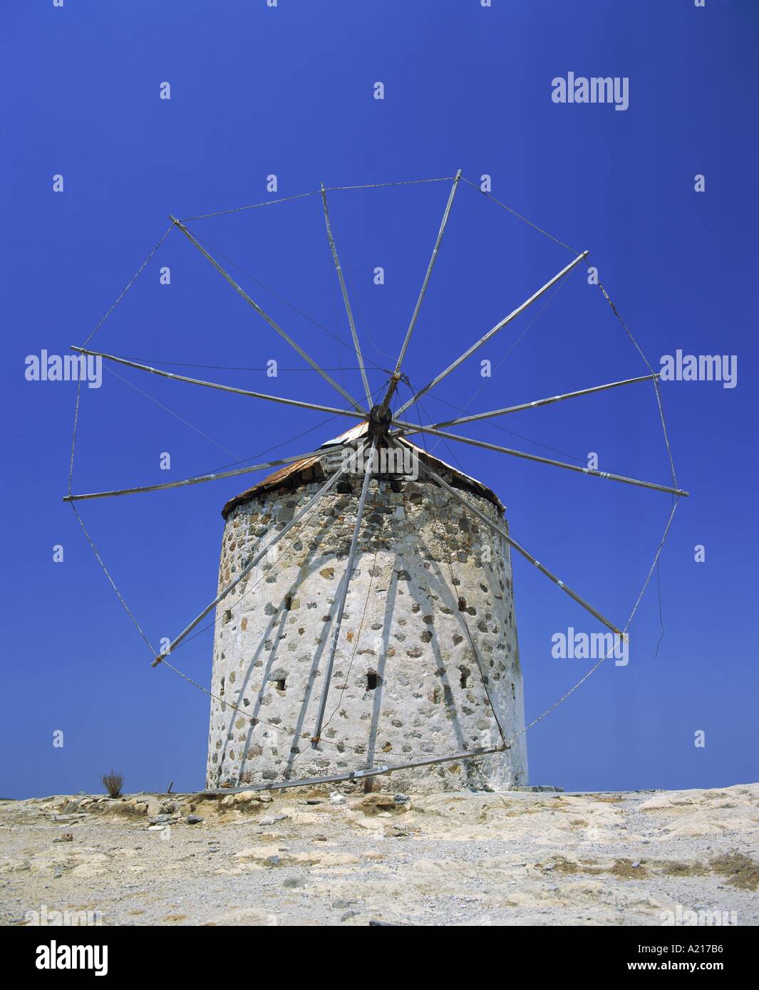 Old stone windmill on the island of Kos Dodecanese Islands Greece P ...