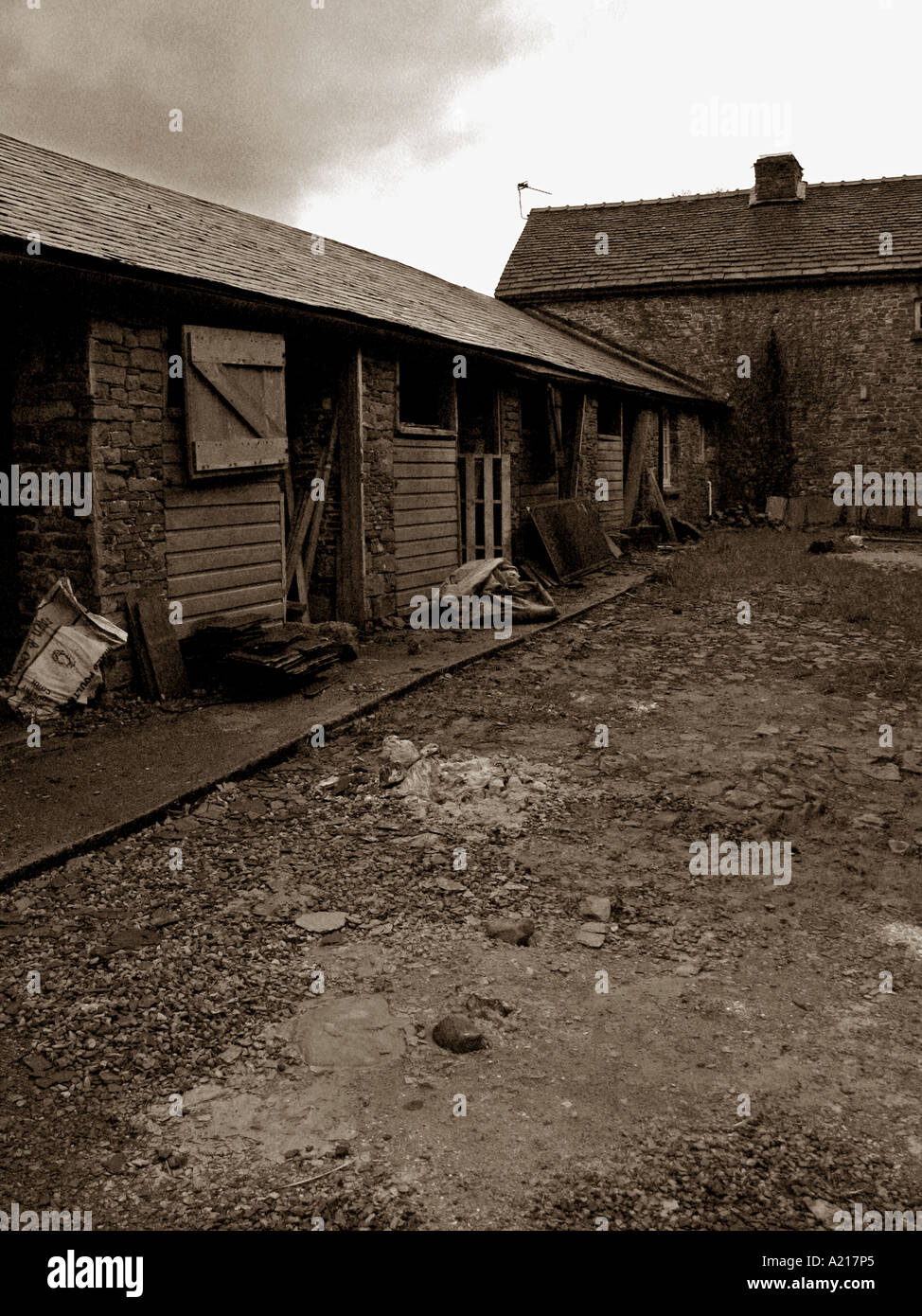 derelict farm buildings / outhouses and stables in south wales Stock ...