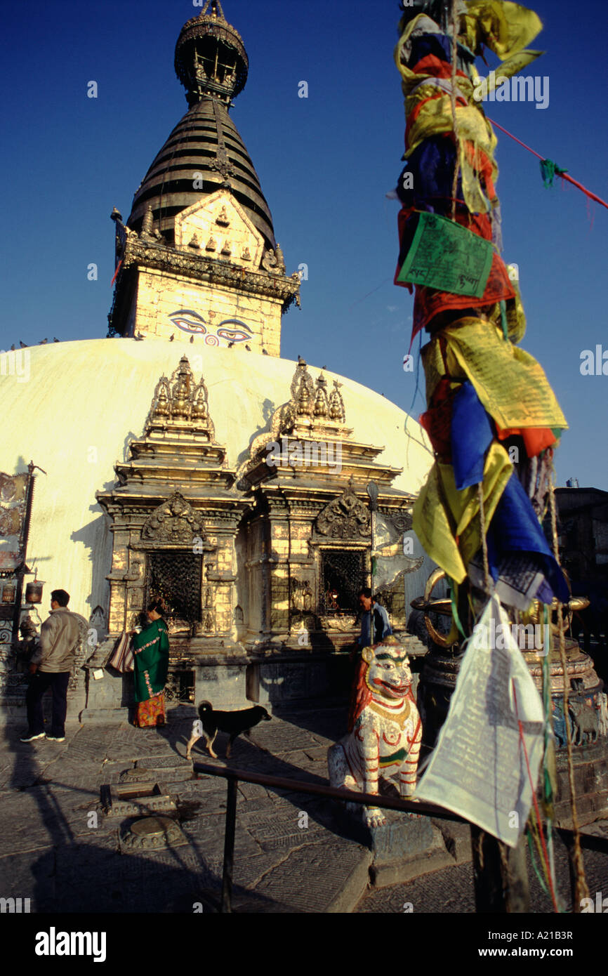 The Monkey Temple at sunrise in Kathmandu in Nepal Stock Photo - Alamy