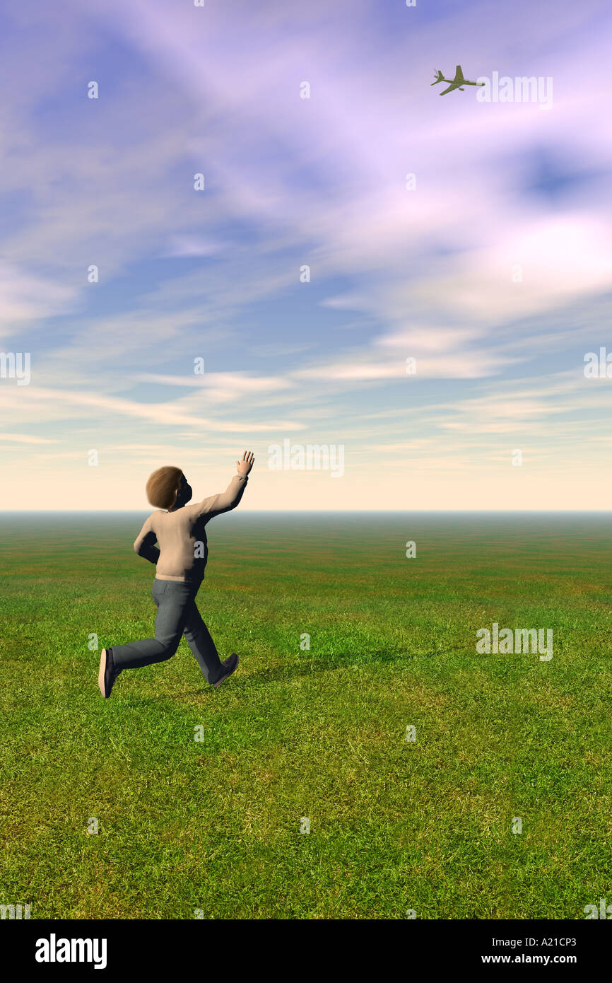 Kid waving at airplane hi-res stock photography and images - Alamy