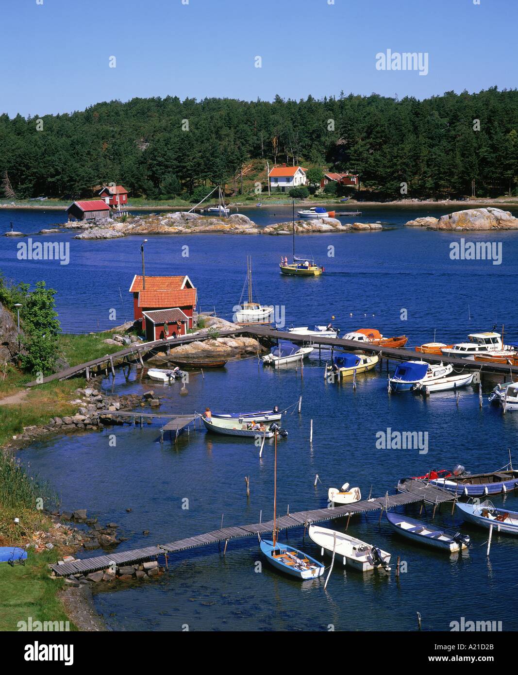 Small boats in the harbour at Tasso on the west coast of Sweden The ...