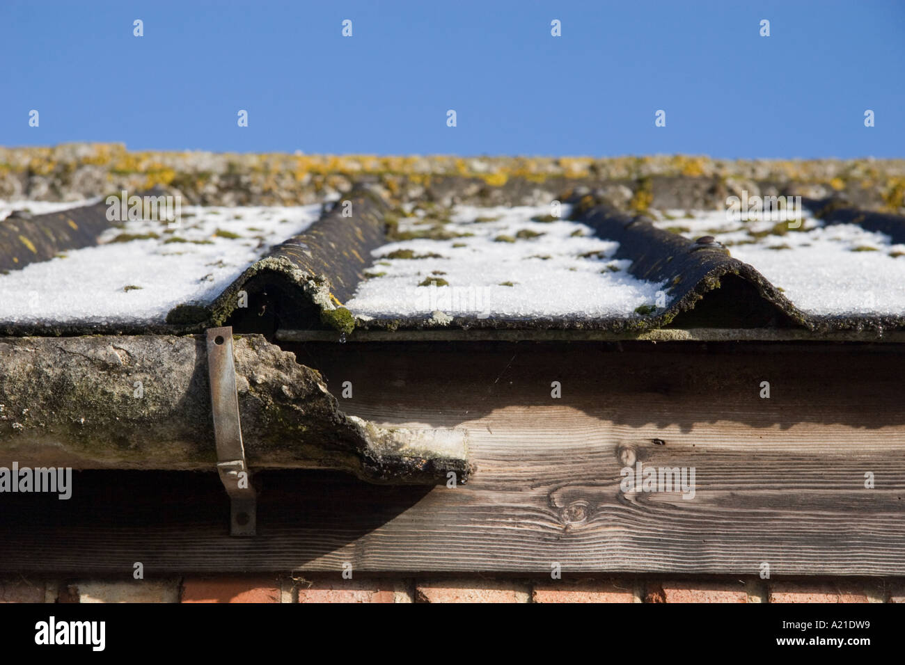 Ice and snow drip from a roof in need of repair Stock Photo - Alamy