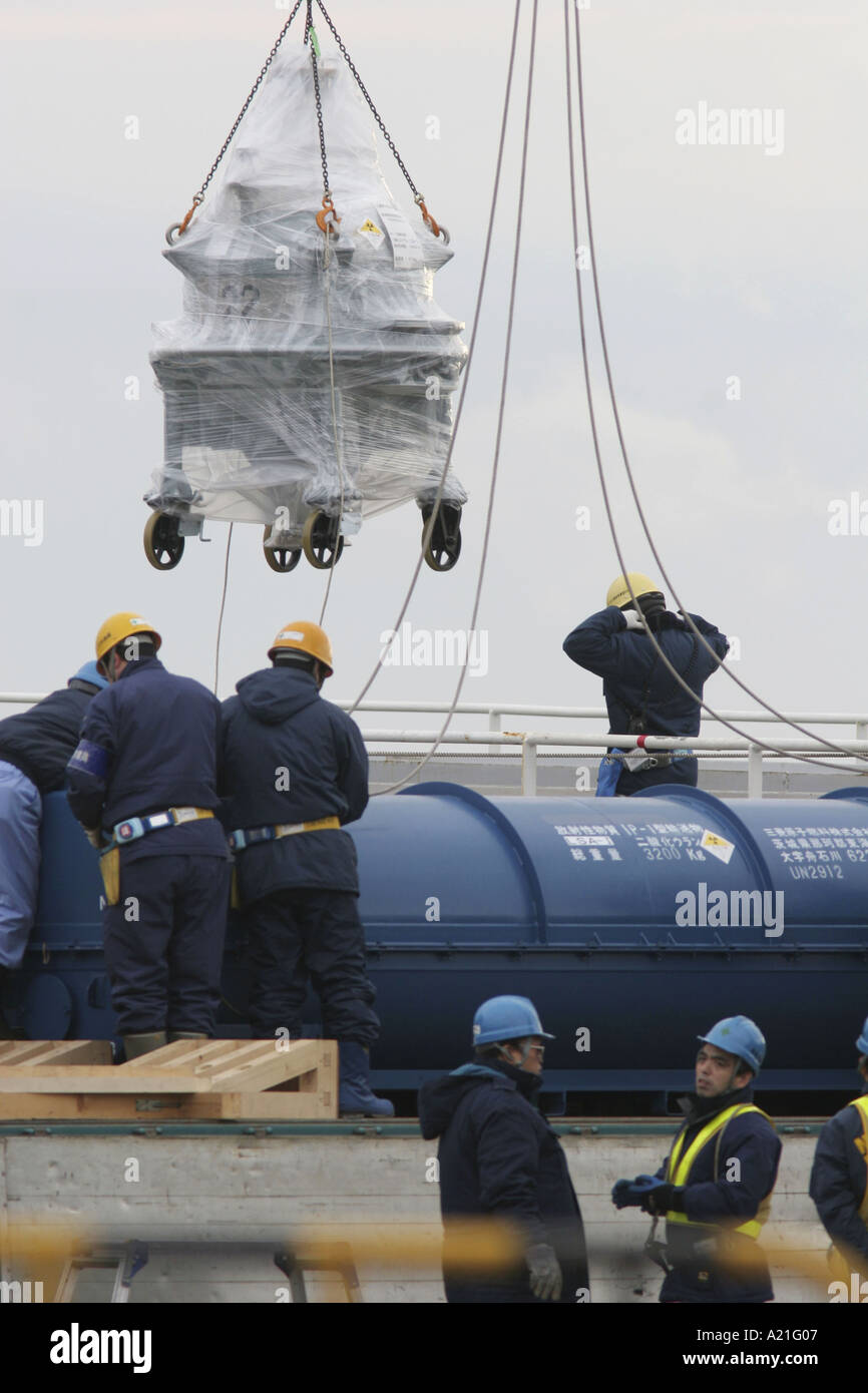 Depleted Uranium shipment being unloaded by Japan Nuclear Fuel Limited ...