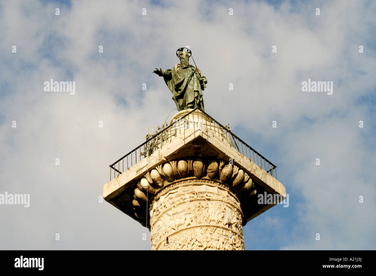 Column of Marcus Aurelius known as the Aurelian Column in Piazza ...