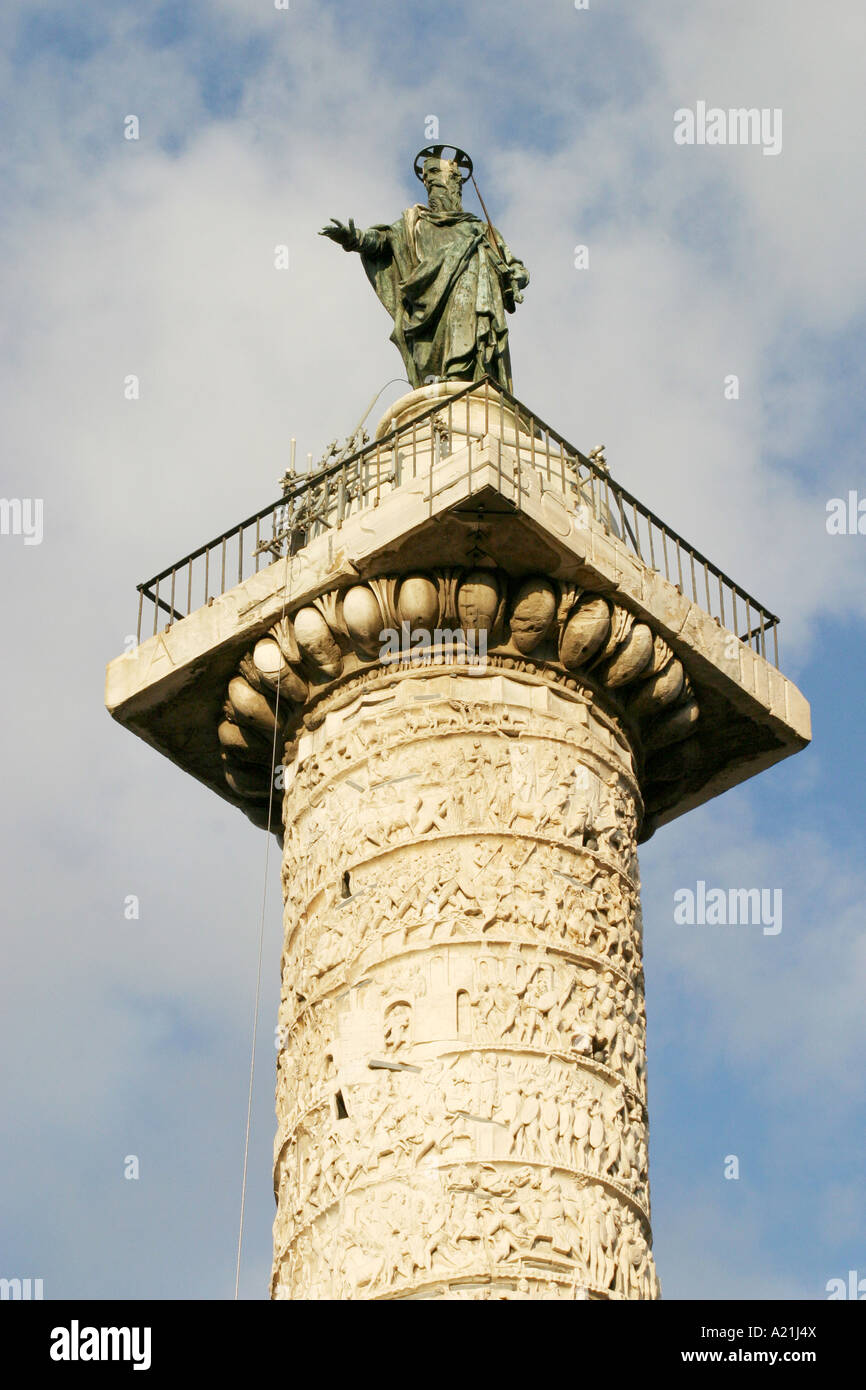 Column of Marcus Aurelius known as the Aurelian Column in Piazza ...
