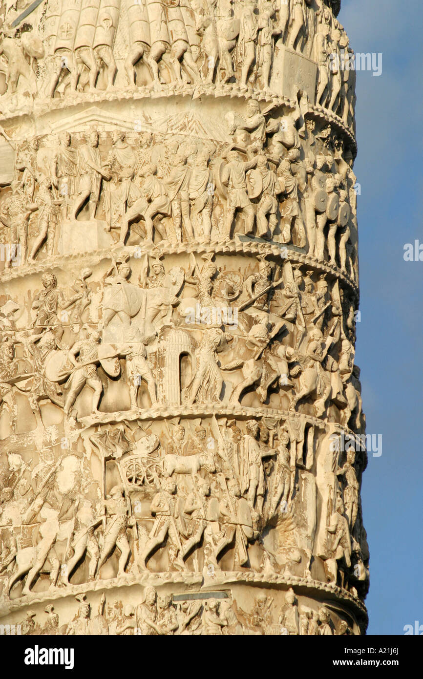 Column of Marcus Aurelius known as the Aurelian Column in Piazza ...