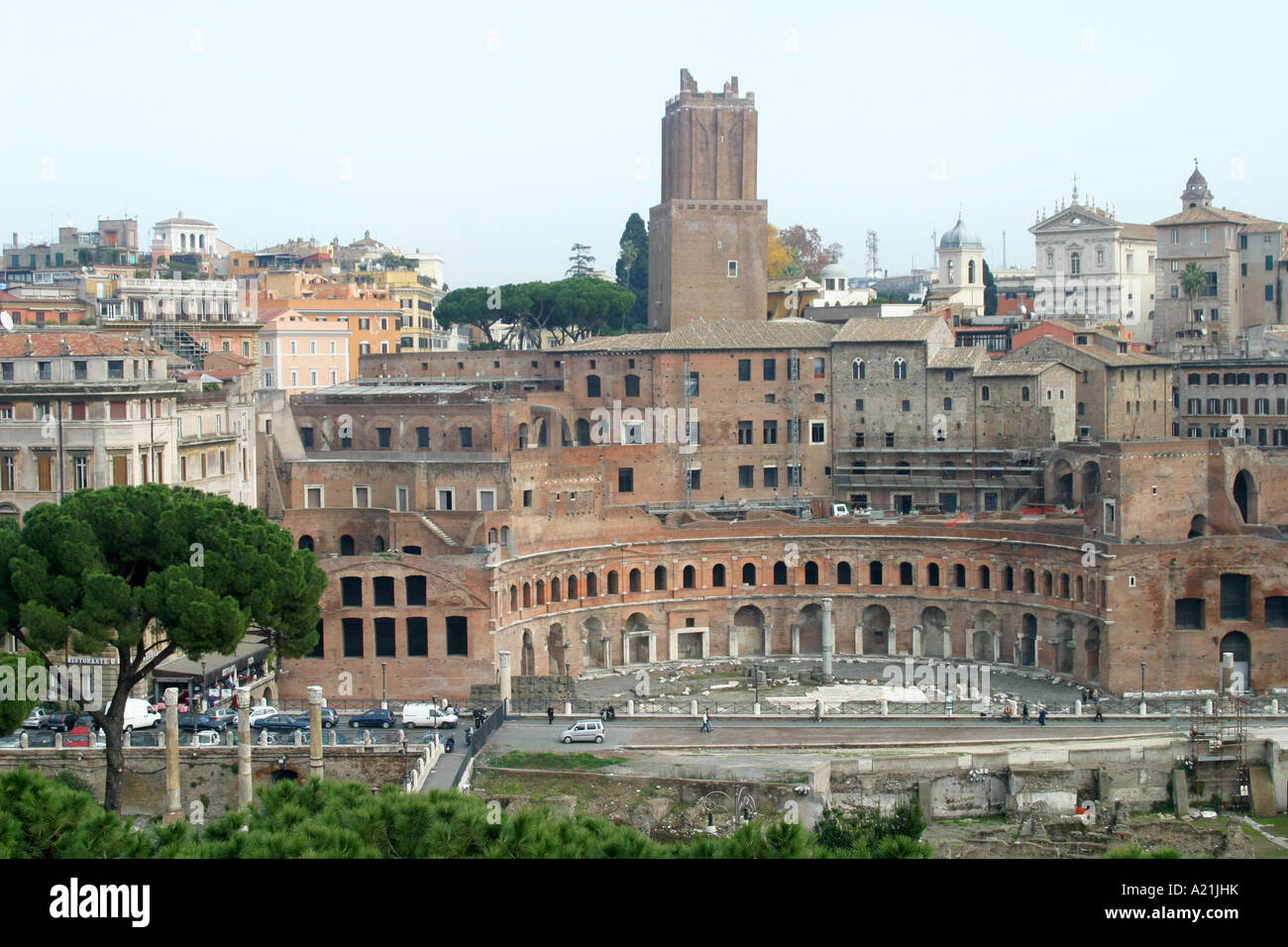 Trajans Market in the city of Rome,a large complex of ruins located by ...