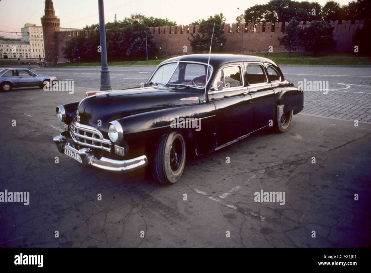 Old soviet built limousine parked near Red Square in Moscow Russia USSR ...