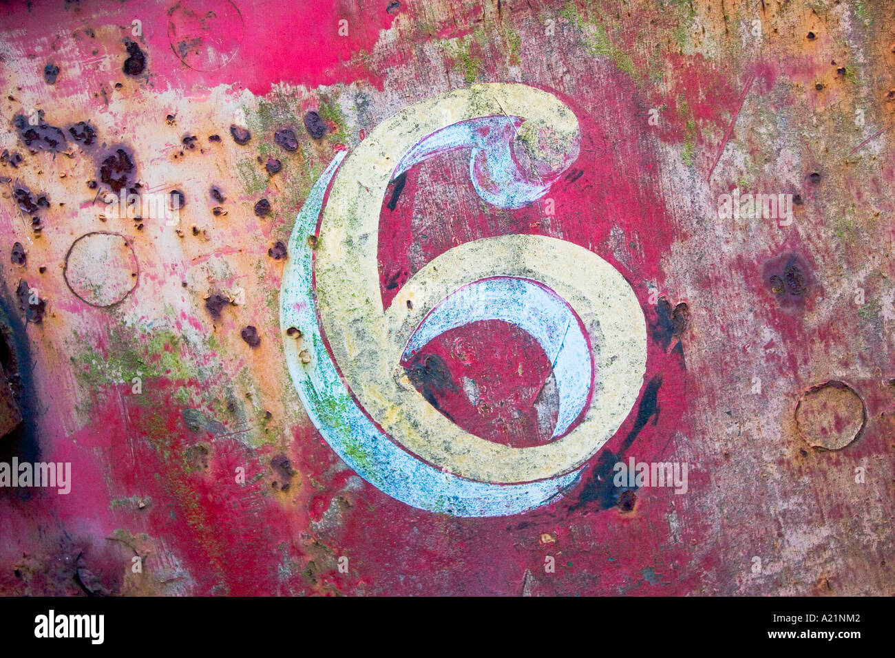 Painted 3D Single Digit Numbers; Number six 6 Flaking sign indicator on ...