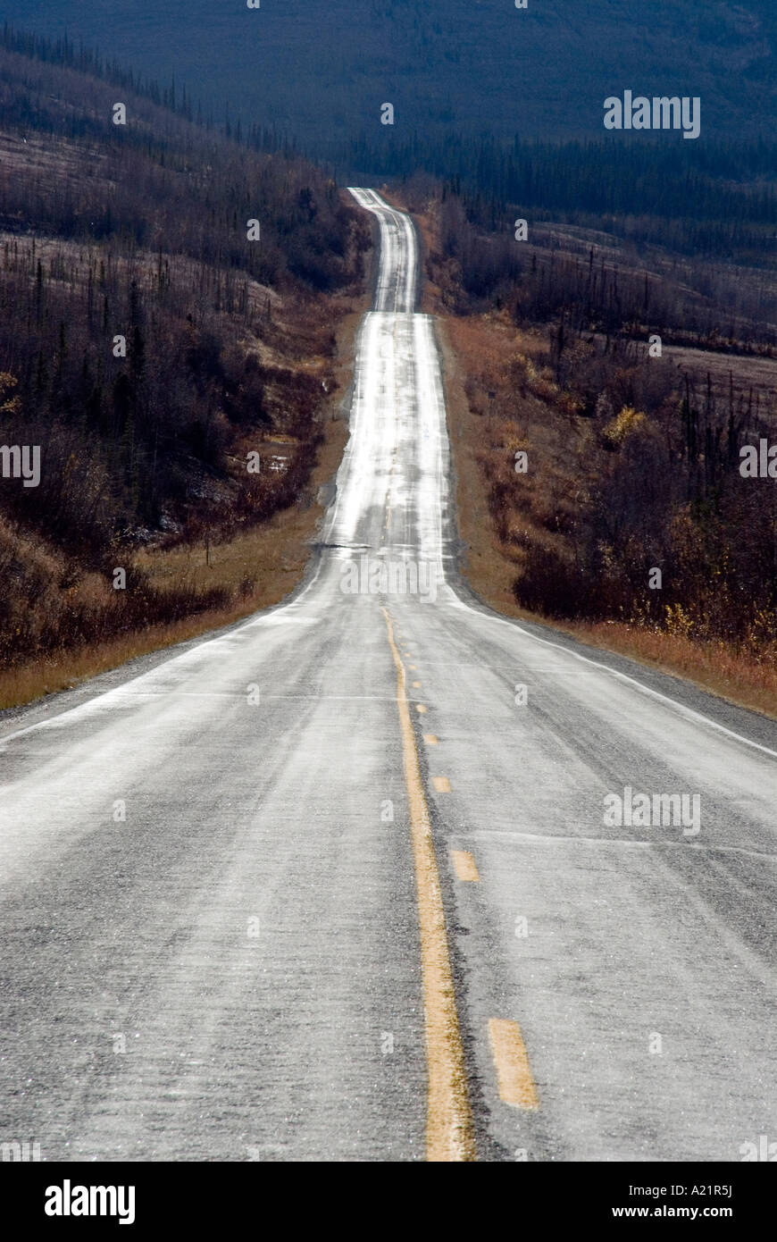Highway into the distance Alaska Stock Photo - Alamy