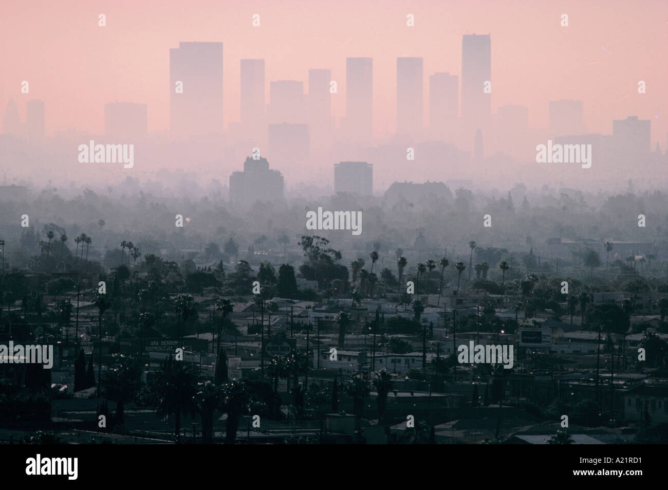 Early morning smog hanging over Los Angeles Stock Photo - Alamy
