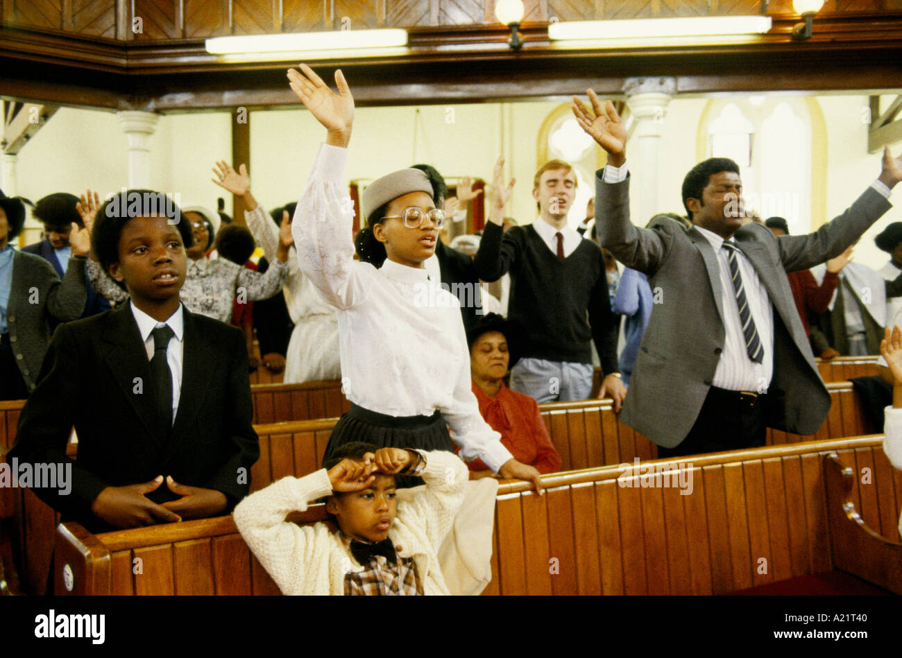 Prayers in church at pentecostal church in Brixton, London, UK Stock ...