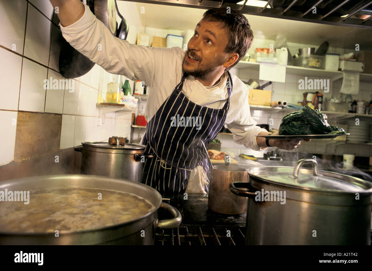 Alistair Little in the kitchen Stock Photo - Alamy