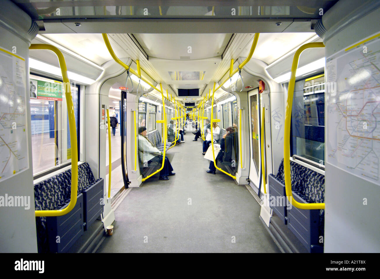 Interior of a U bahn train in East Germany Stock Photo - Alamy
