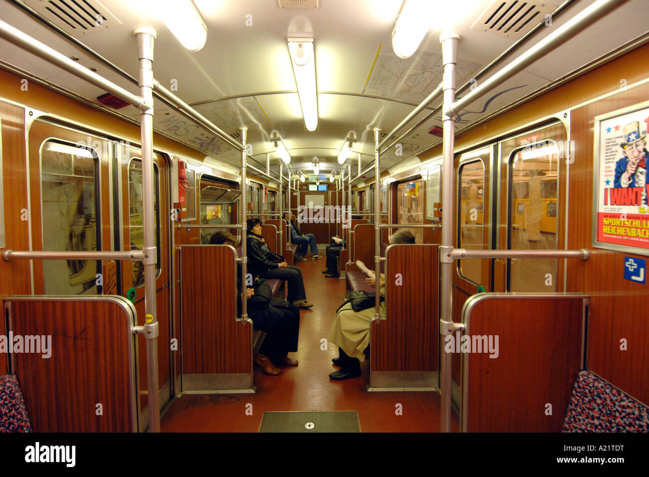Interior of a U bahn train in East Germany Stock Photo - Alamy