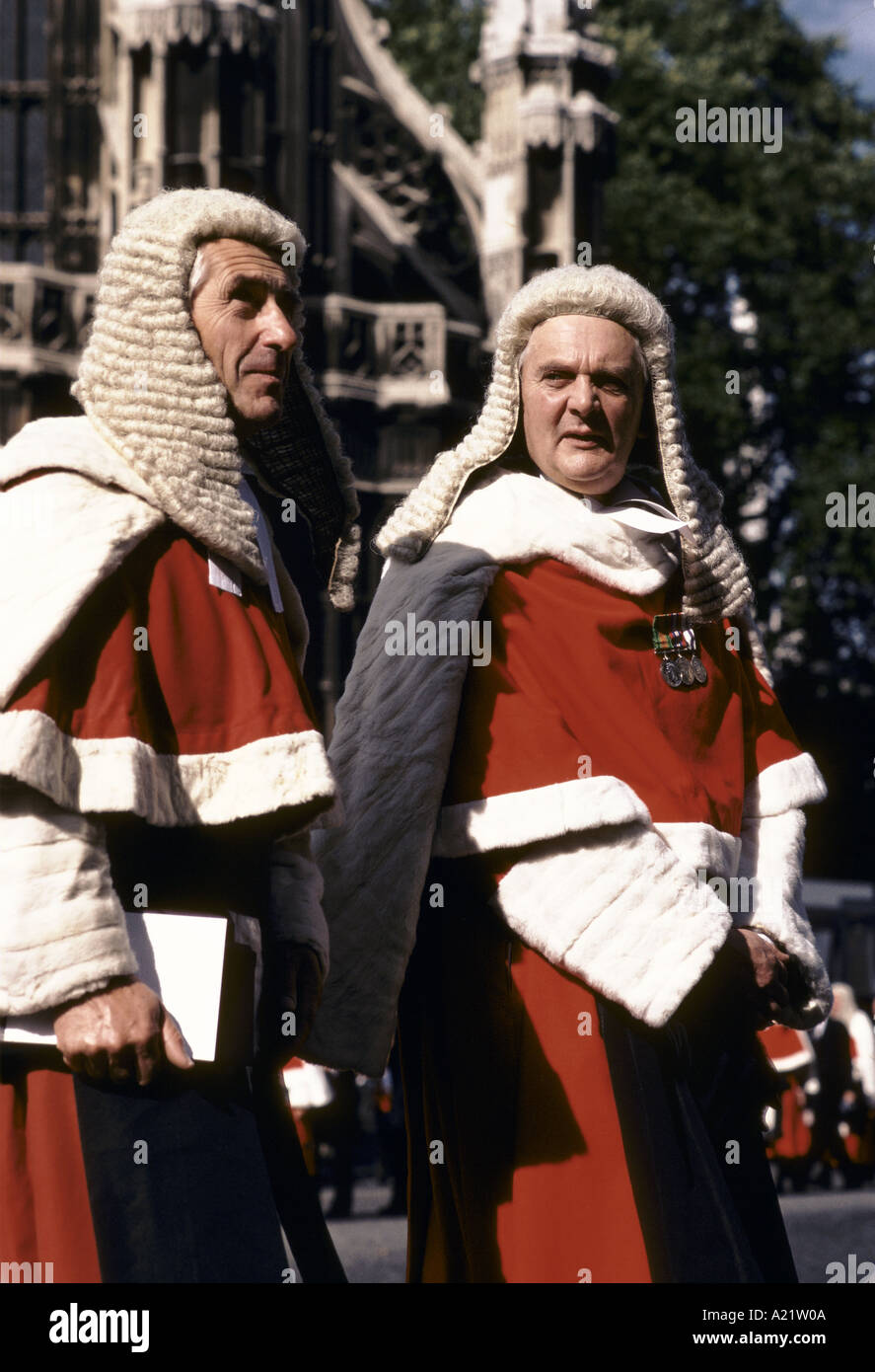 2 judges in ceremonial robes leaving The Lord Chancellor's Breakfast ...