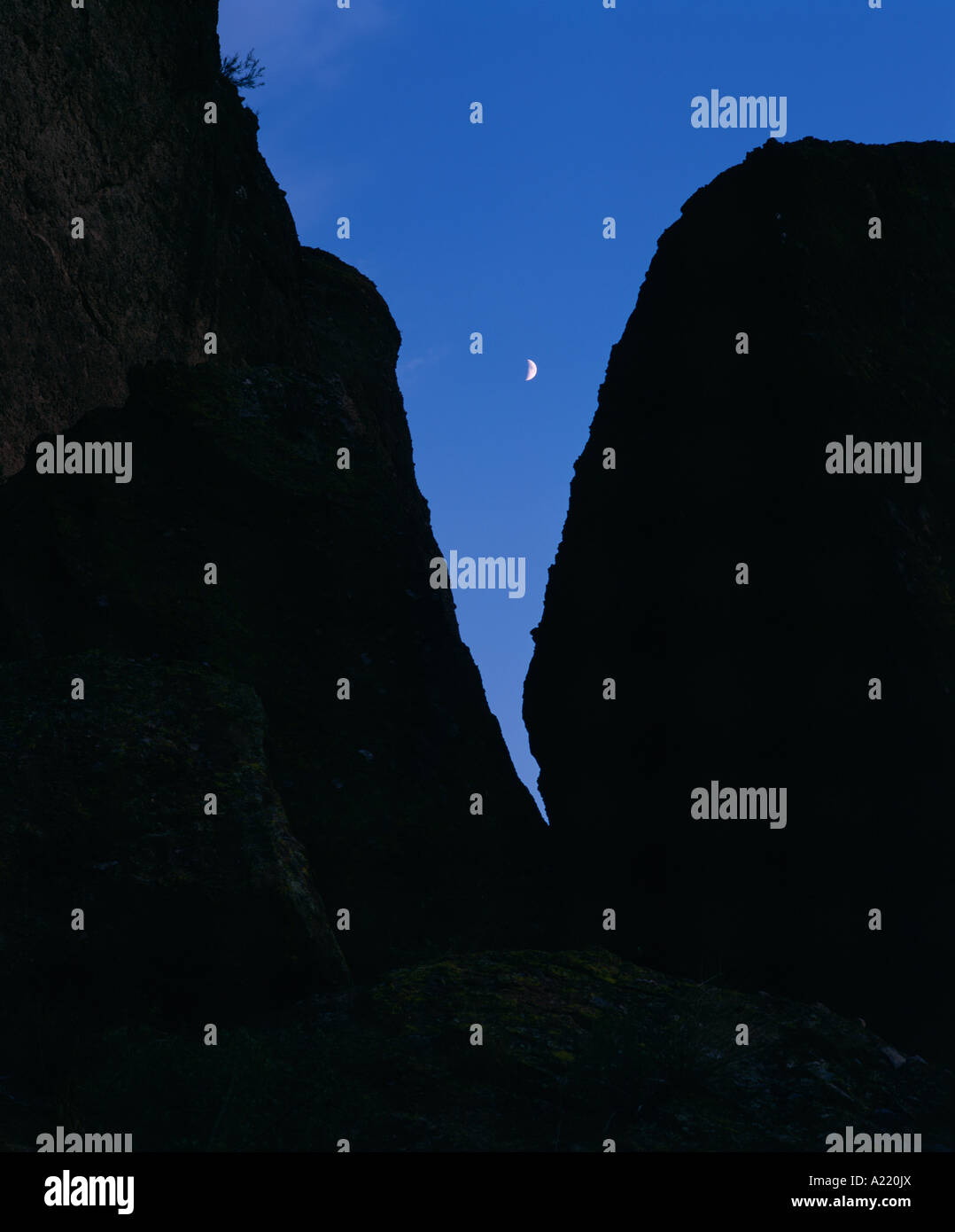 Quarter moonrise seen from Camelback Mountain Phoenix Arizona Stock ...
