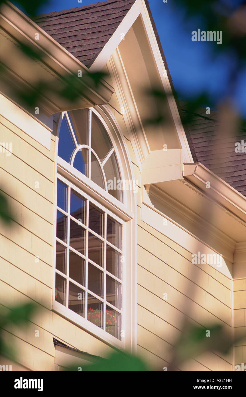 Closeup of window with pitched roof Stock Photo - Alamy