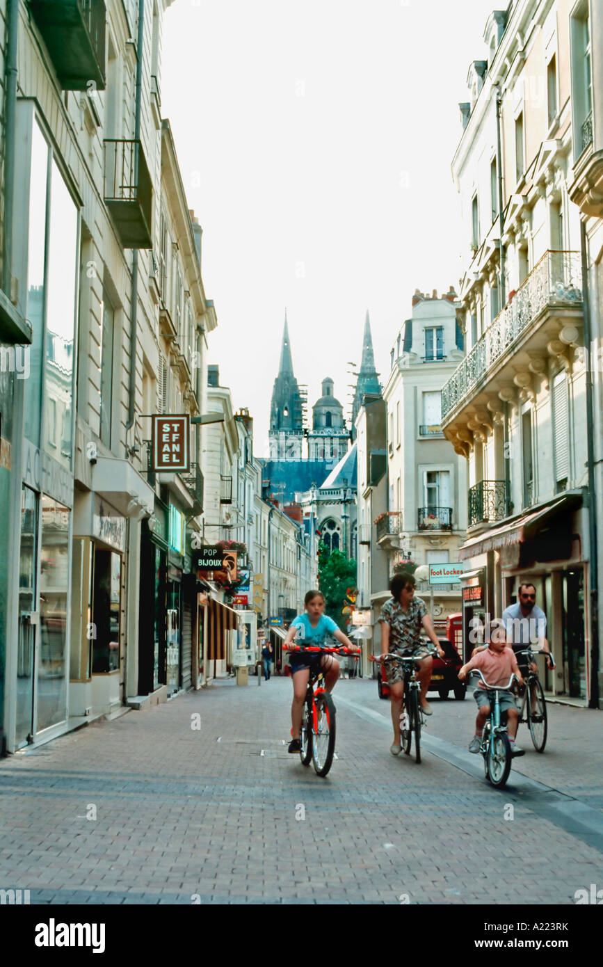 Paris France, Street Scene, Group People, French Family Bicycling on ...