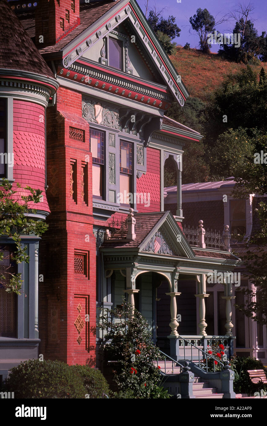 Detail of a traditional house in Heritage Square Los Angeles California ...