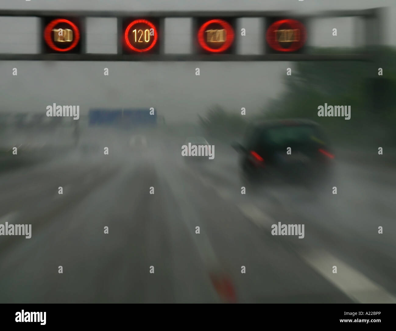 motorway - rain Stock Photo - Alamy