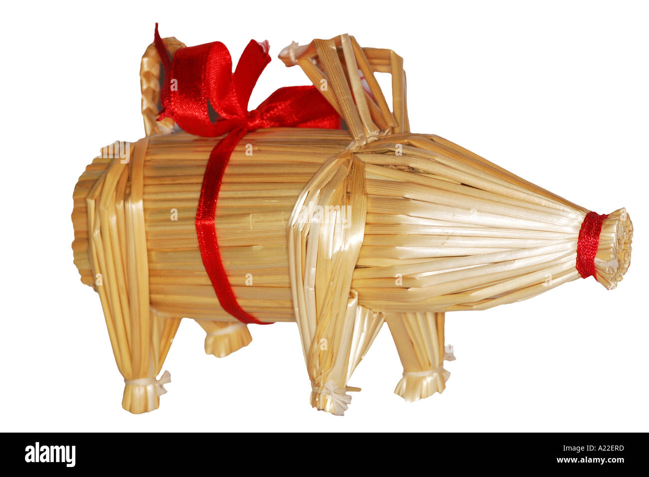 Straw pig as a christmas decoration, on white background Stock Photo ...