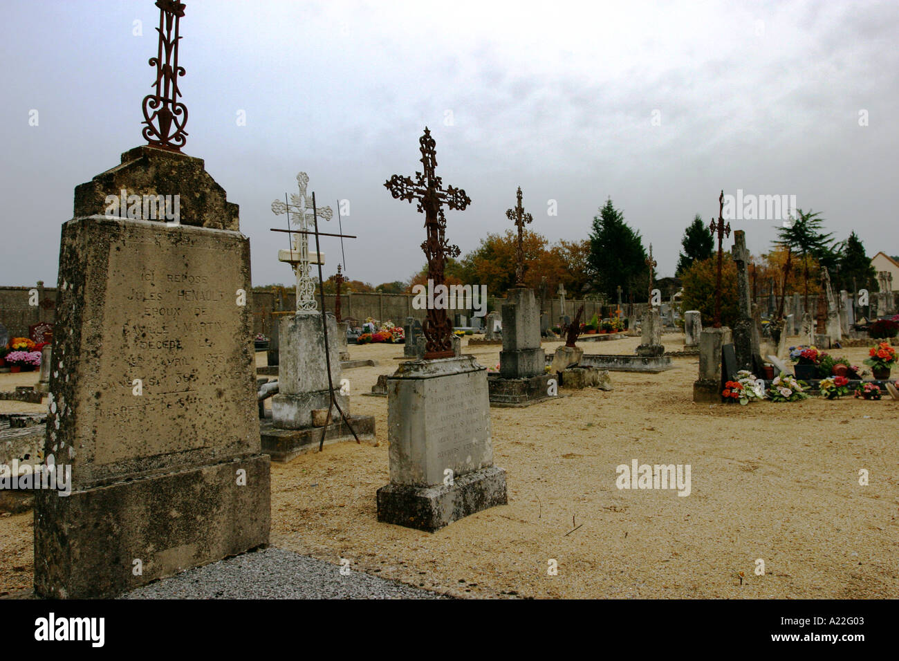 Typical french cemetery in a countryside village hi-res stock ...