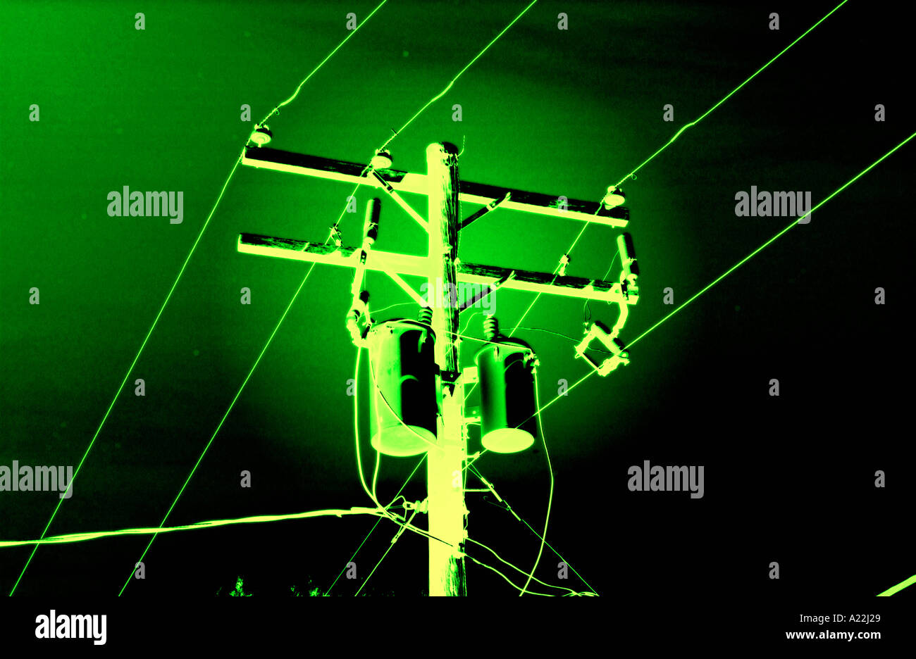 transformer on telephone pole at night in Florida Stock Photo - Alamy