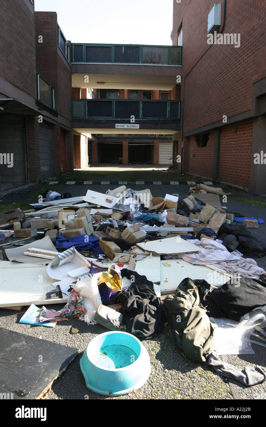 Demolition of 1960s flats and housing in the Woodside area of Telford ...