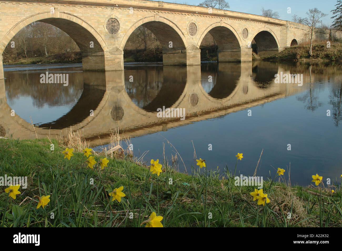 Bridge over River Tweed border between England and Scotland at ...