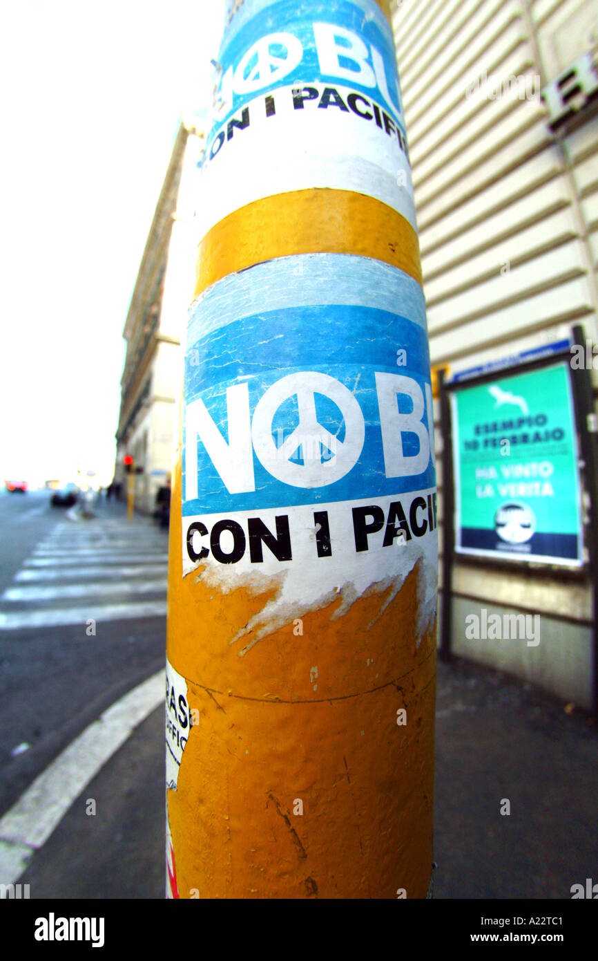 no bush sticker lampost rome Stock Photo - Alamy