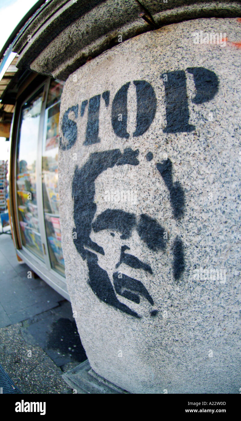 stop bush graffiti via cavour Rome Italy Stock Photo - Alamy