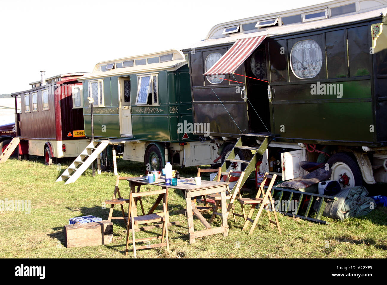 Restored Showman's Caravans at the Great Dorset Steam Fair Stock Photo ...