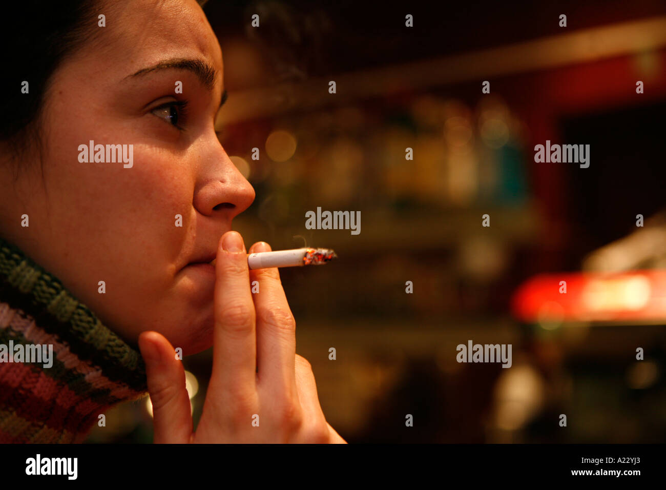 Female Smoker in a bar in Barcelona EUROPE SPAIN Stock Photo - Alamy