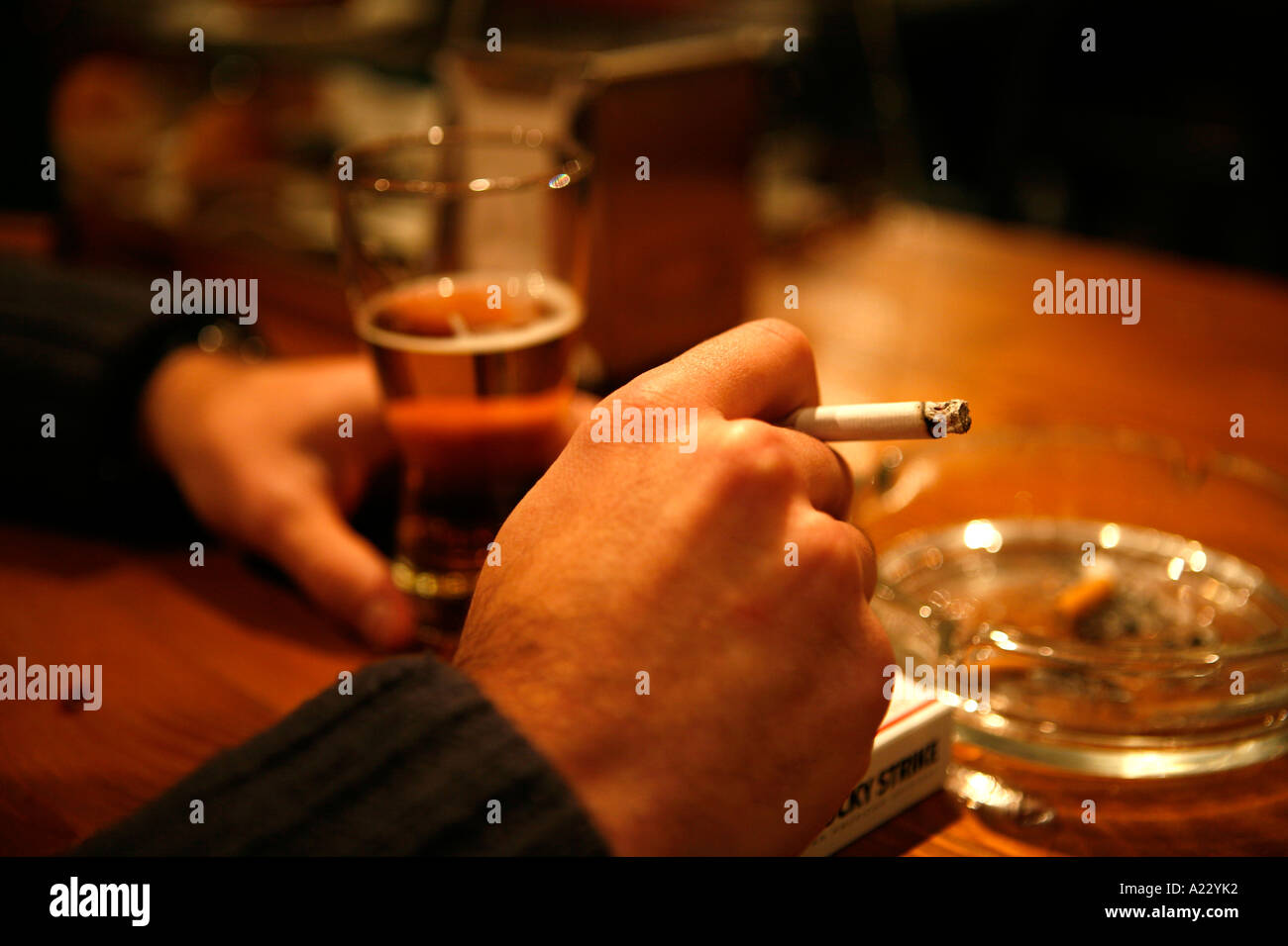 Smoker in a bar in Barcelona EUROPE SPAIN Stock Photo - Alamy