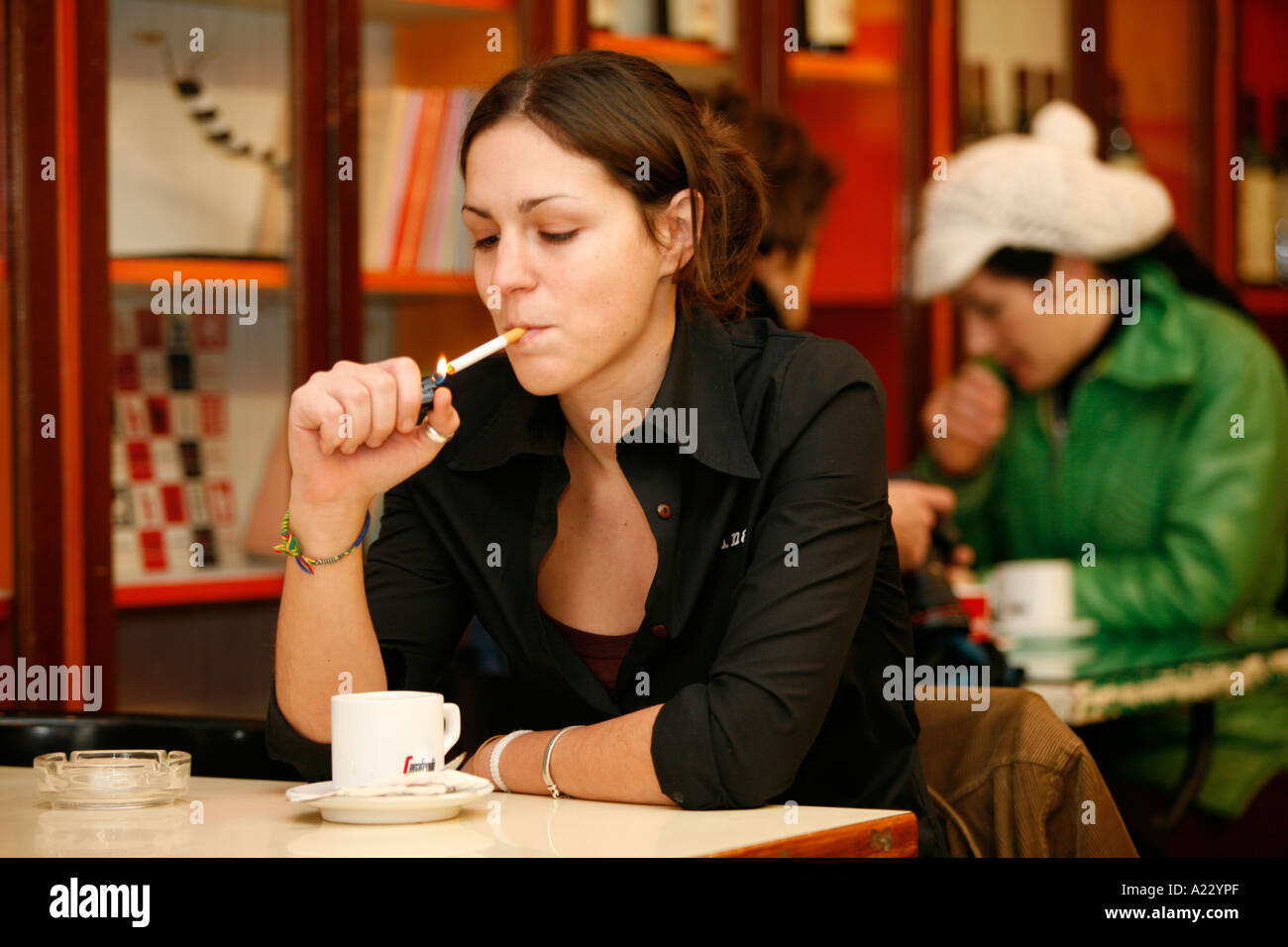 Female Smoker in a bar in Barcelona EUROPE SPAIN Stock Photo - Alamy