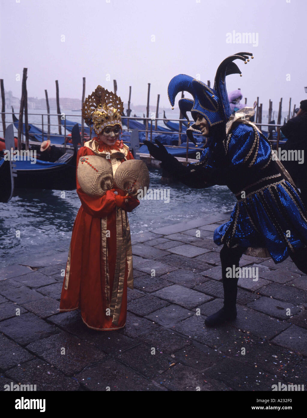 Carnival characters by the Grand canal Venice carnival Italy Stock ...