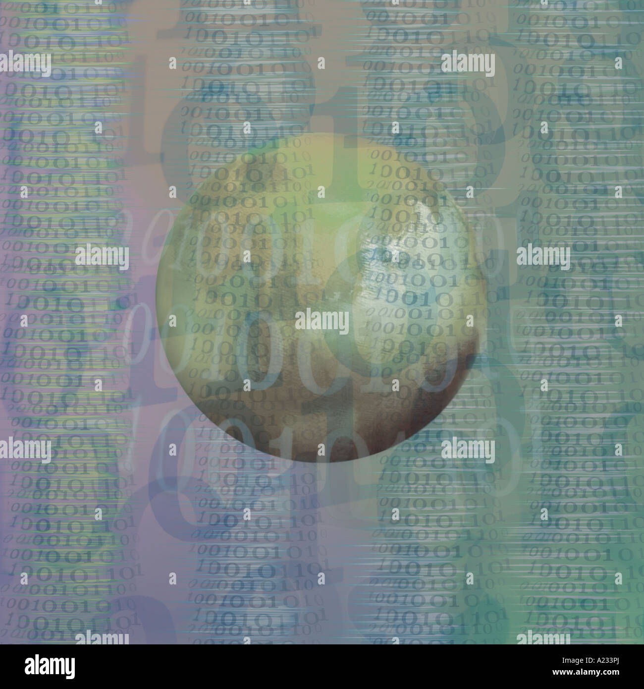 Global Communication Binary Code And Globe Floating In Space World Wide Communications Concept