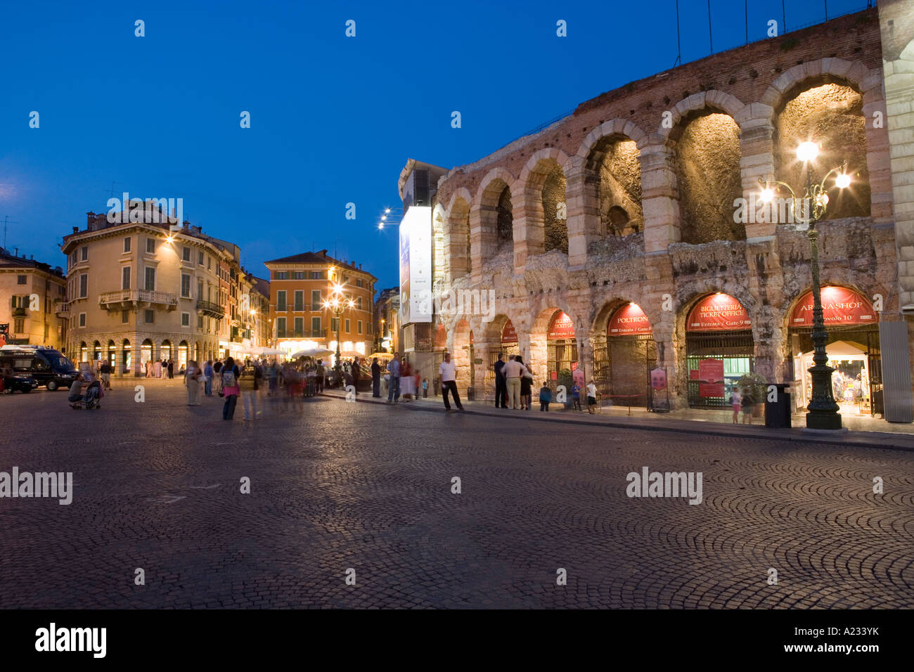 Roman Arena at night Verona Italy Stock Photo - Alamy