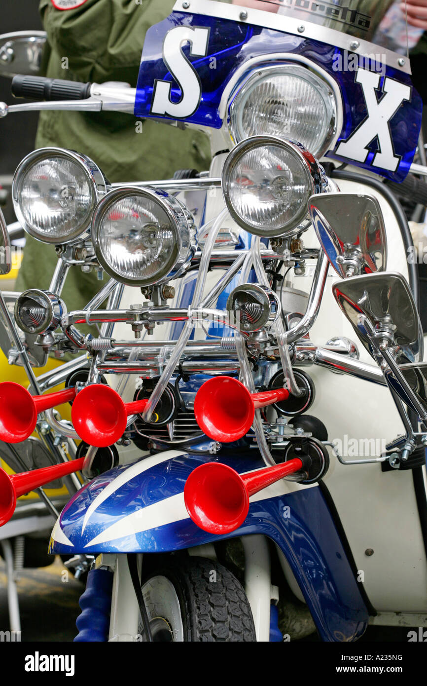 Lambretta motor scooter headlights Stock Photo - Alamy